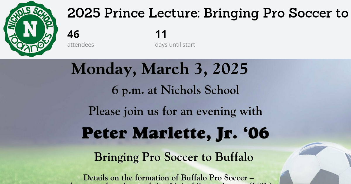 2025 Prince Lecture: Bringing Pro Soccer to Buffalo with Peter Marlette ...
